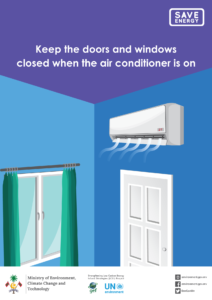 Poster: Keep the doors and windows closed when air conditioner is on ...